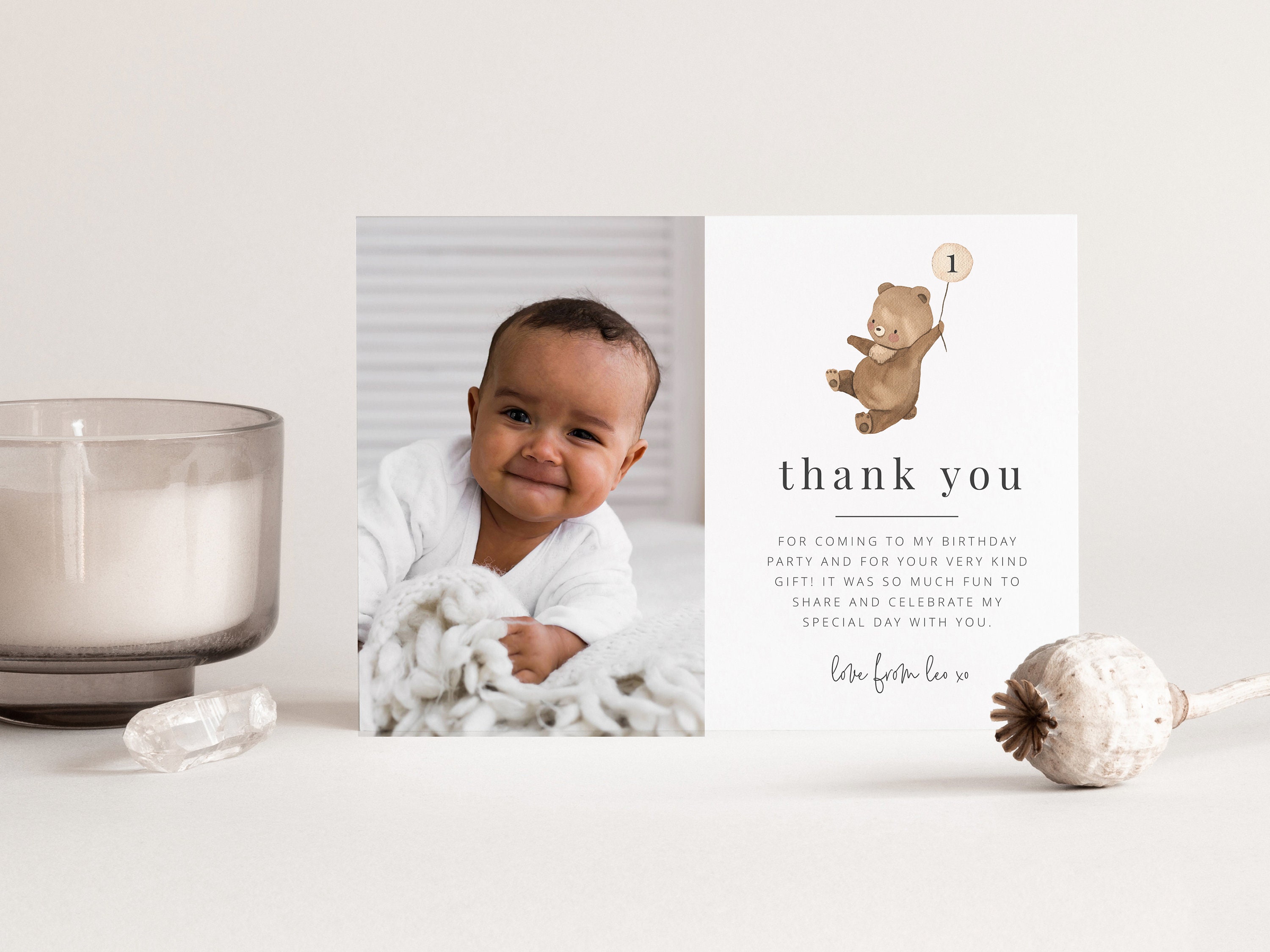 Bear Thank You Template, Bear Photo Thank You, Thank You Note Teddy ...