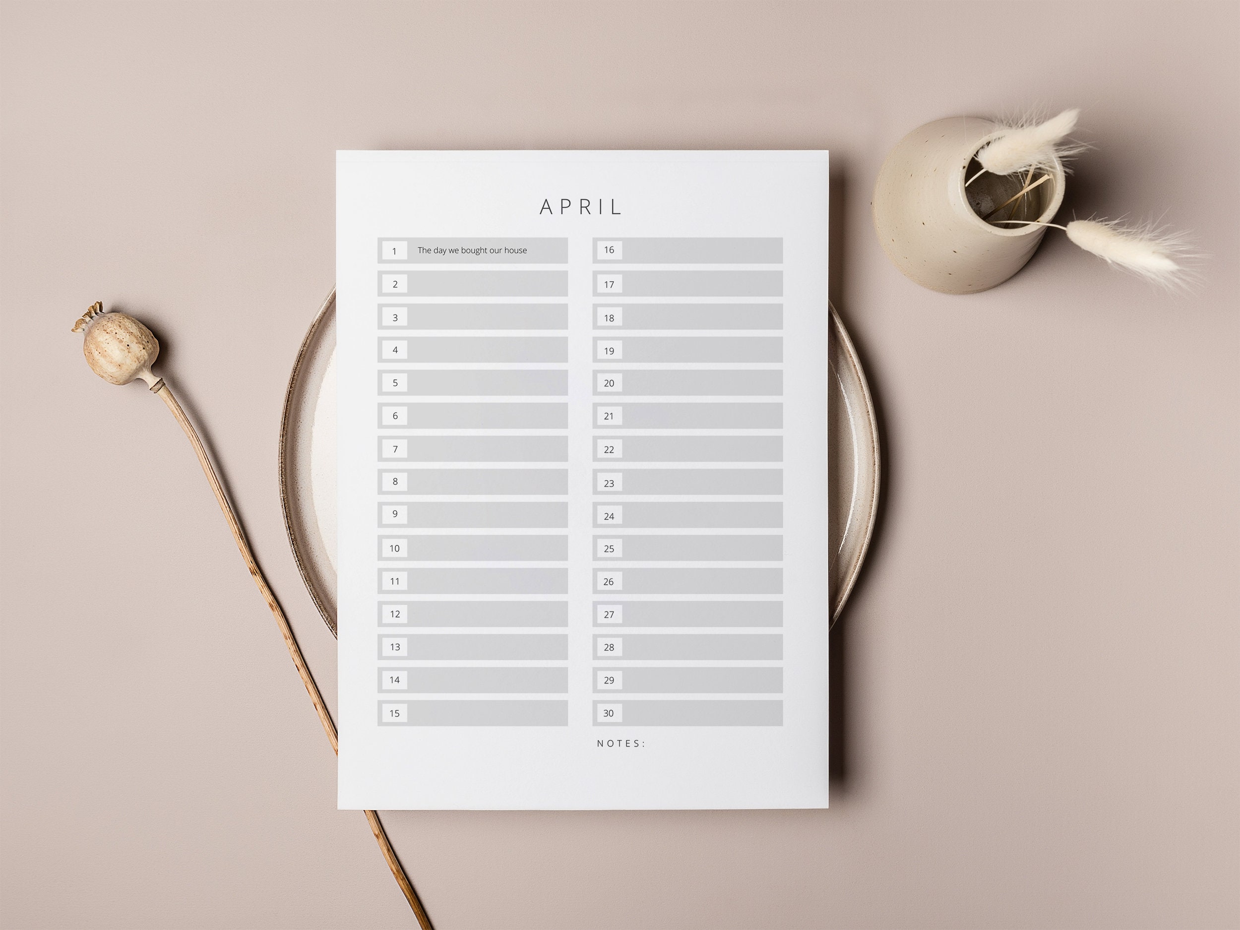 Important Dates Template