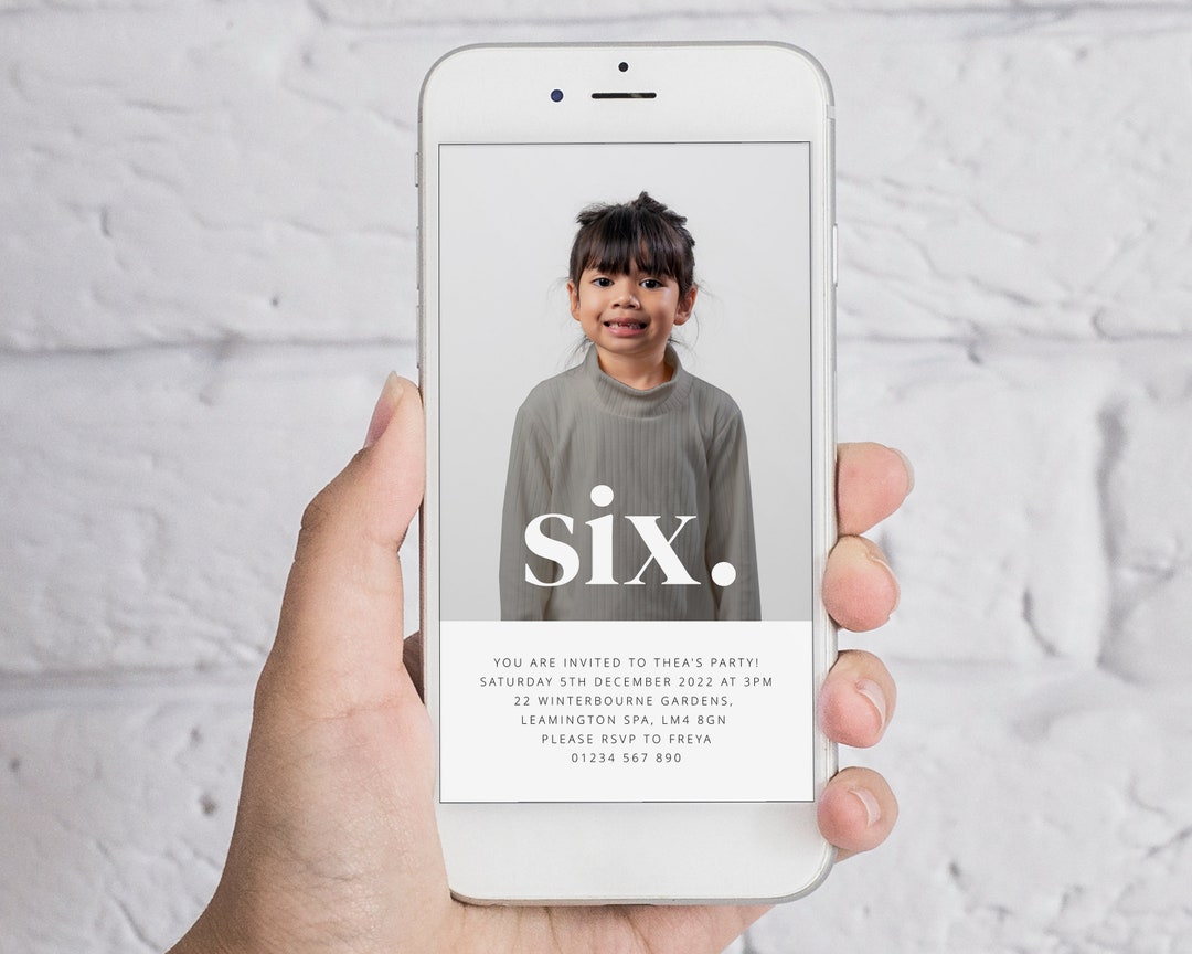 6th Birthday Invite, Evite Birthday, Six Birthday Invite Digital ...