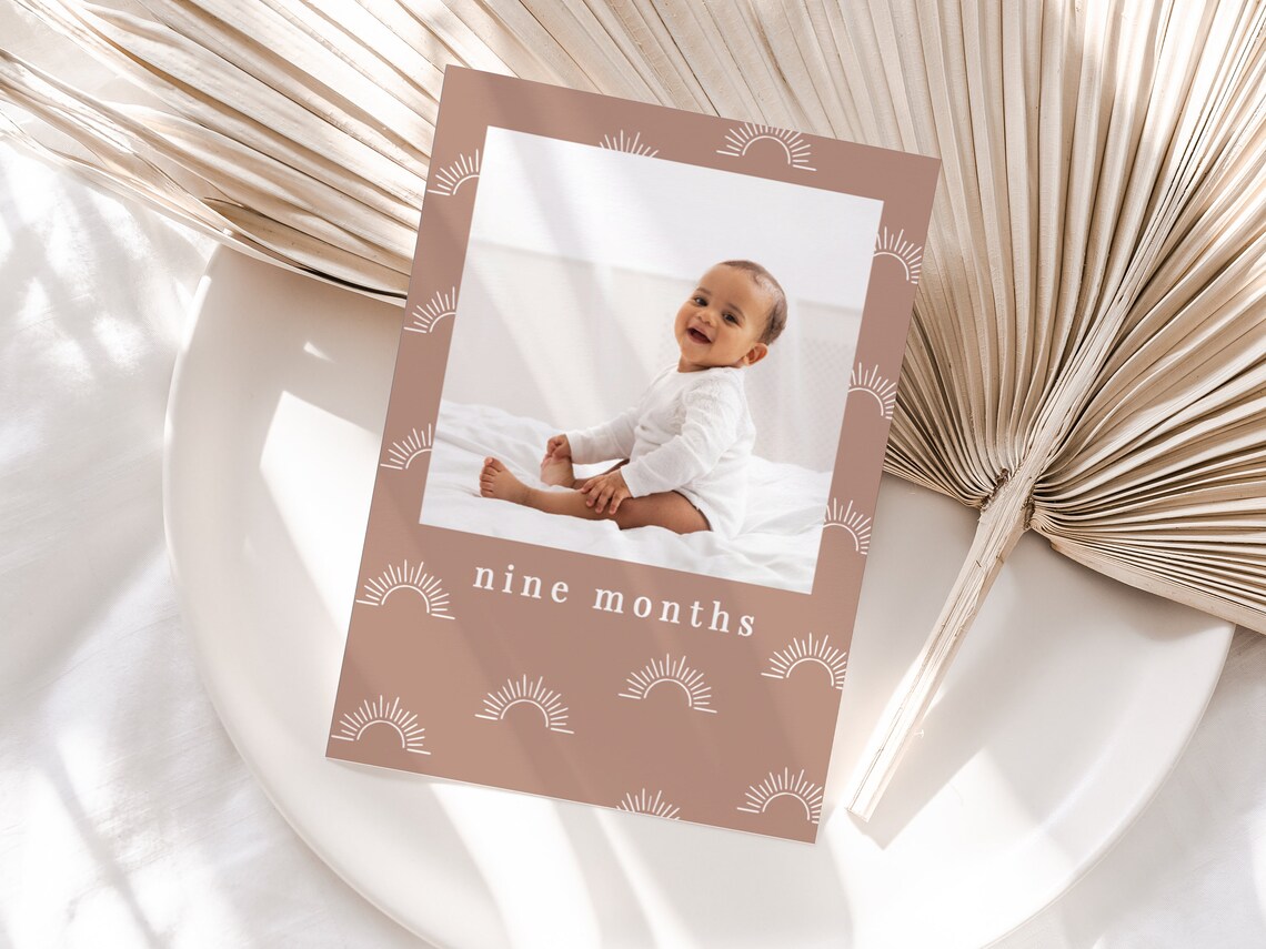 Monthly Baby Photos Template, 1st Birthday Boho, Earth Toned Rainbow ...