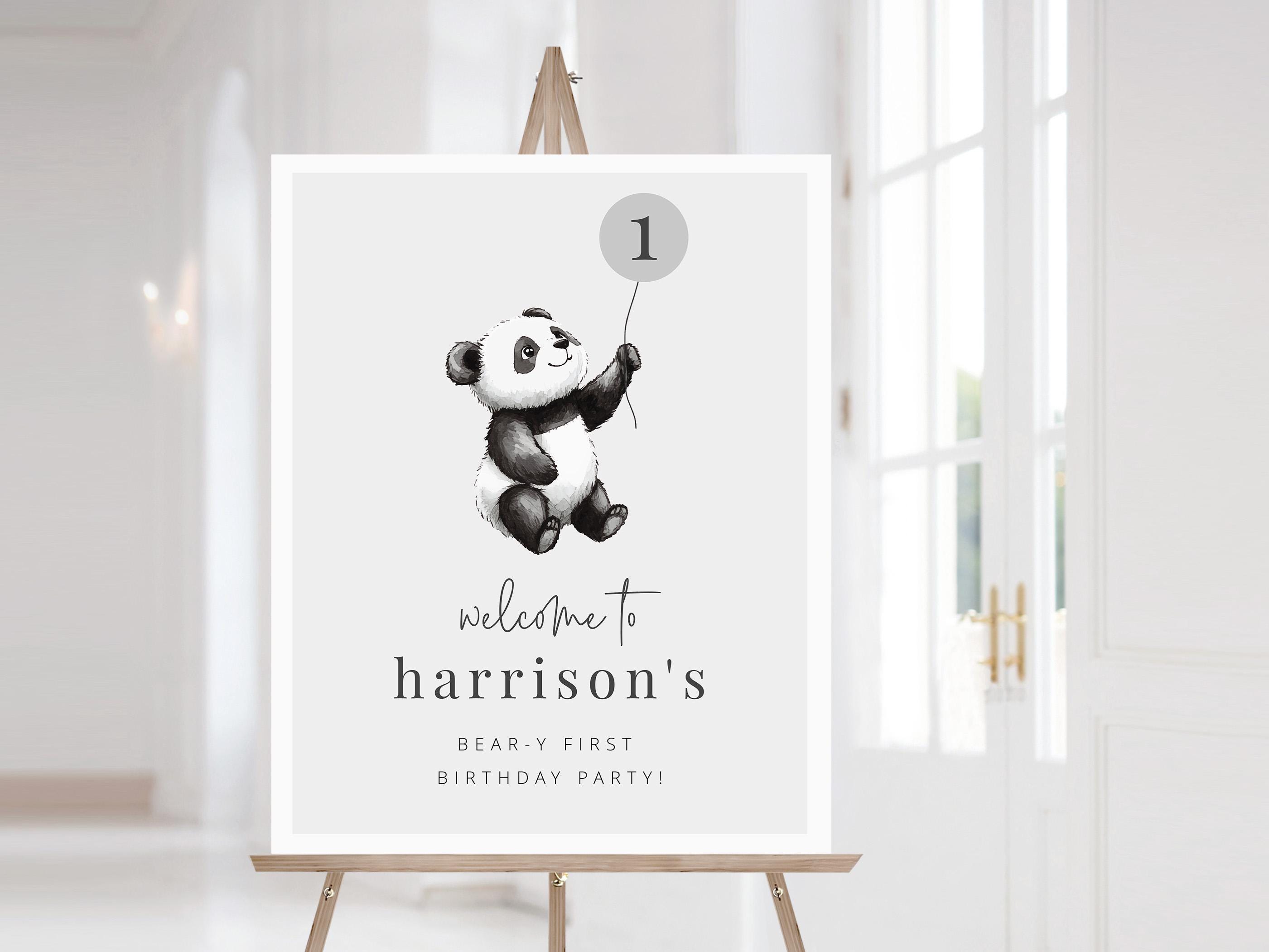 Panda Welcome Sign Template, Panda Bear Birthday Party, 1st Birthday ...