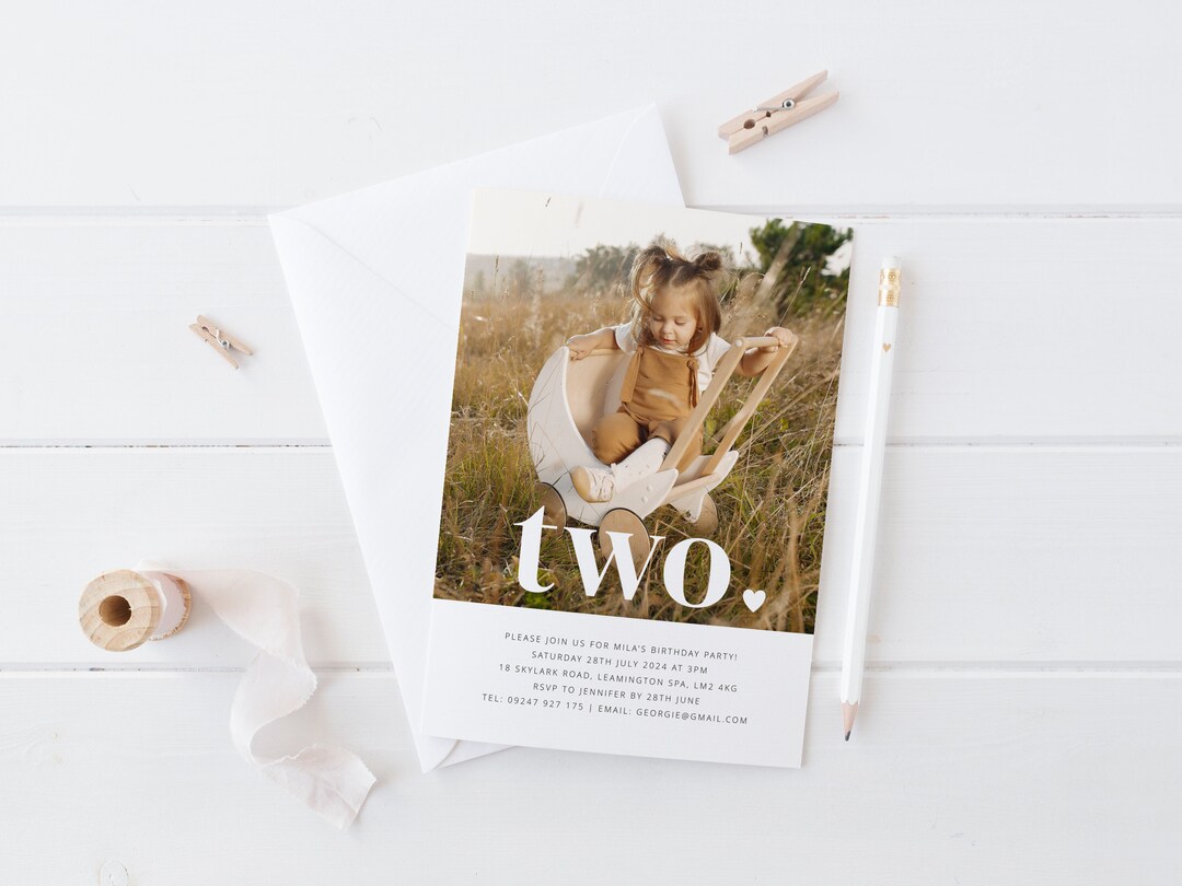2nd Birthday Invitation Template, Two Invitation, Second Birthday ...