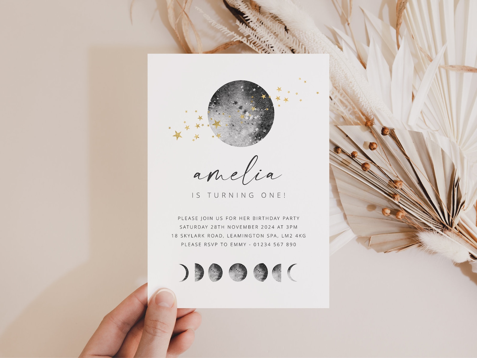 Moon Birthday Invitation Template Moon Phases Celestial - Etsy