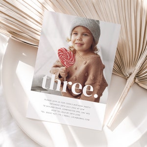3rd Birthday Invitation Template, Three Invitation, Third Birthday ...