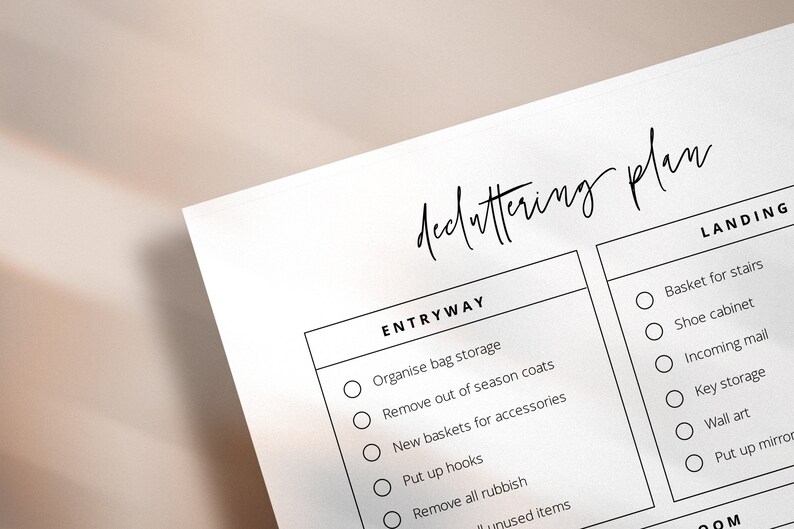 Declutter Checklist Minimal Checklist Decluttering Plan A4 | Etsy