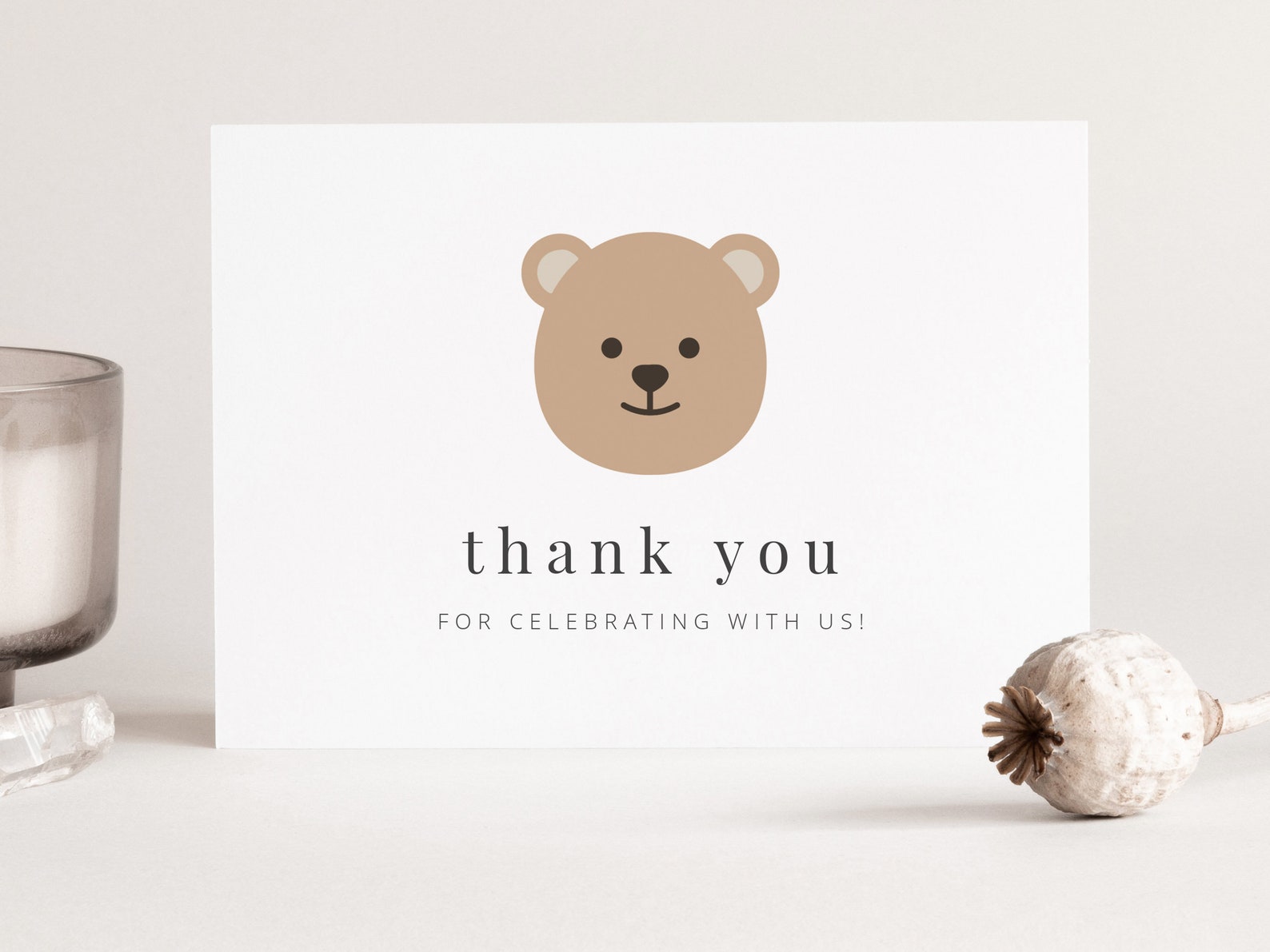 Editable Thank You Card Bear Thank You Note Teddy Bears | Etsy