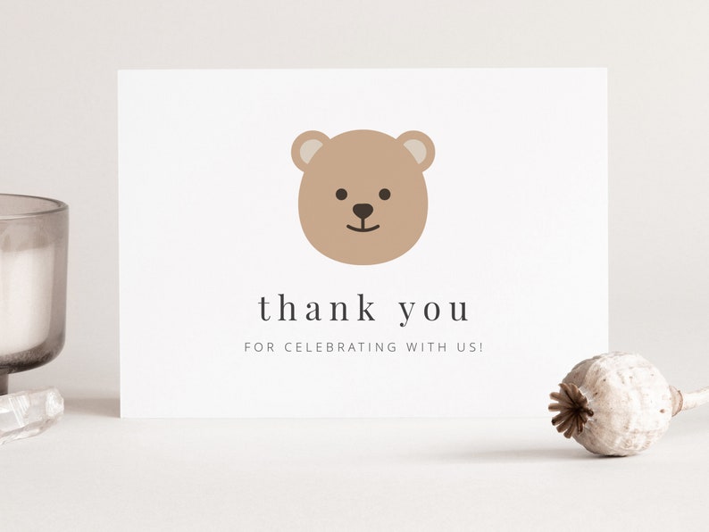 Editable Thank You Card Bear Thank You Note Teddy Bears | Etsy