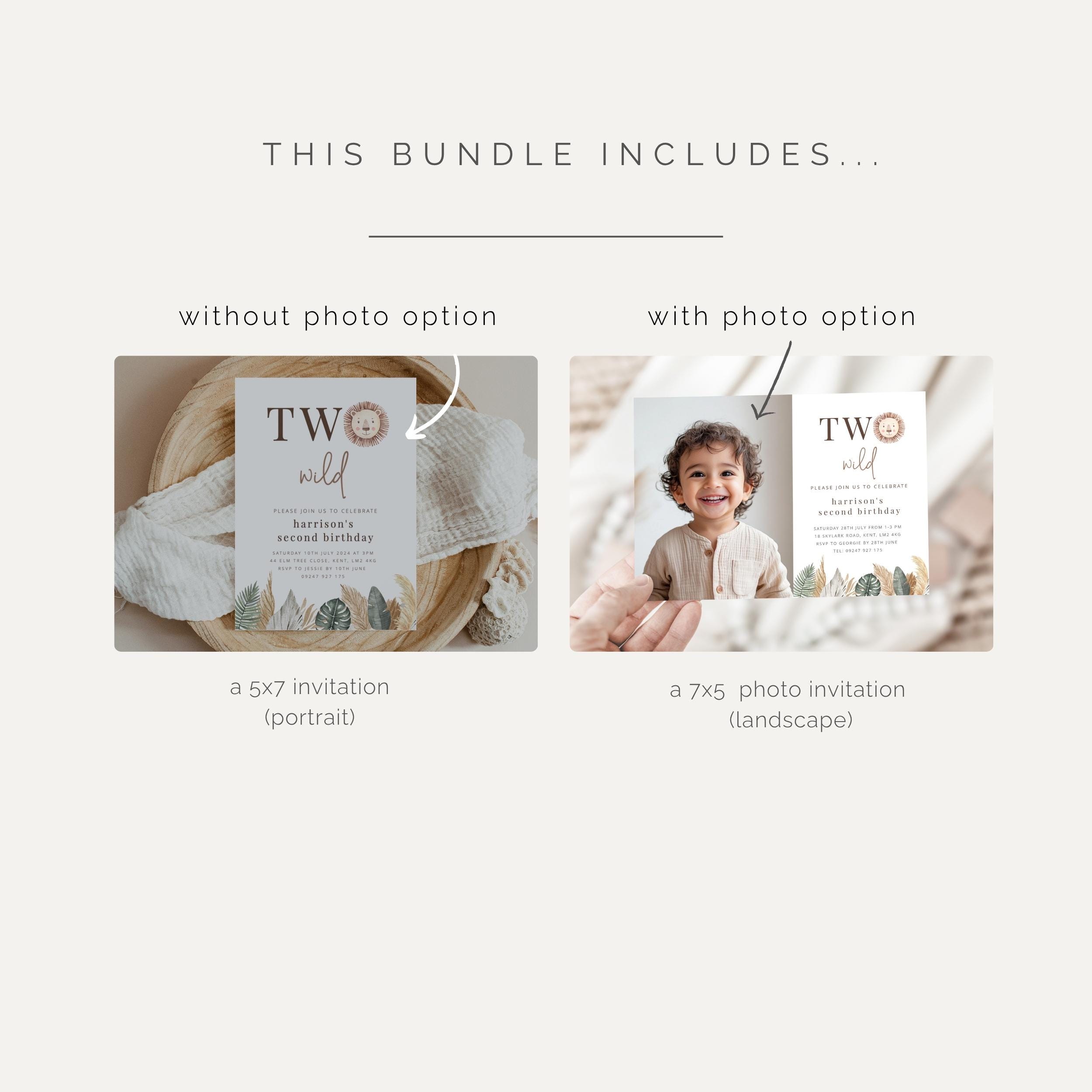 Two Wild Bundle, Printable Birthday Templates, 2nd Birthday Lion ...