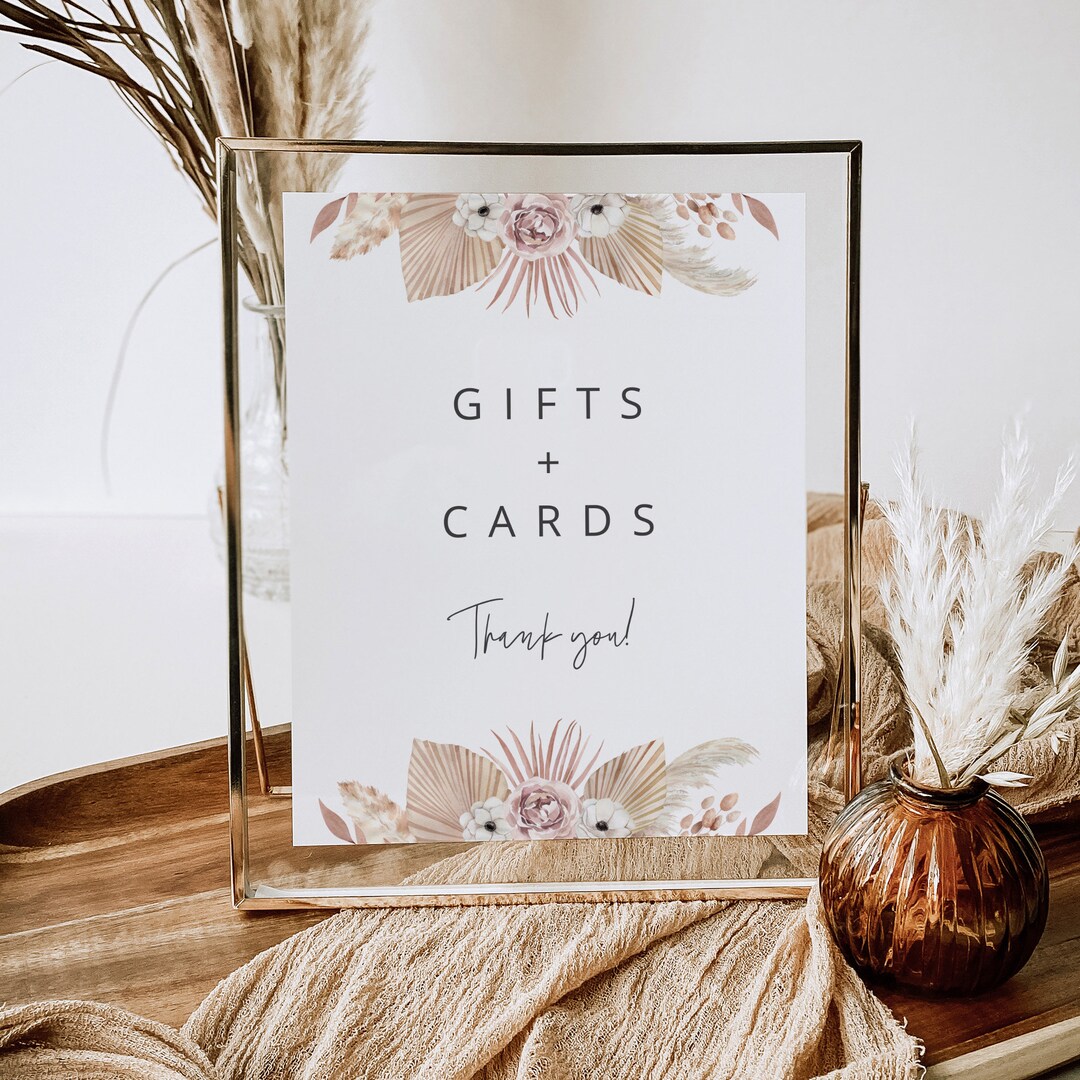 Karten und Geschenke Schild Vorlage, 8x10 bearbeitbares Schild, Boho ...