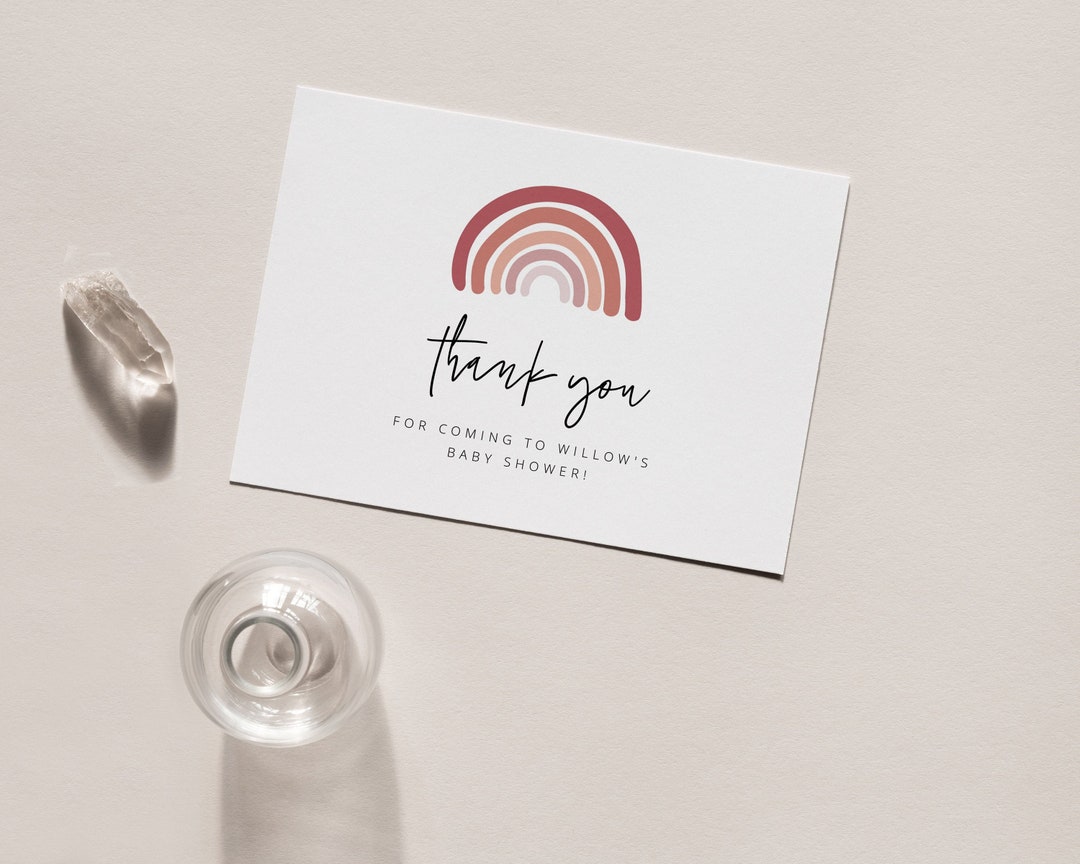 Editable Thank You Card | Blush Rainbow | Thank You Card | Rainbow ...