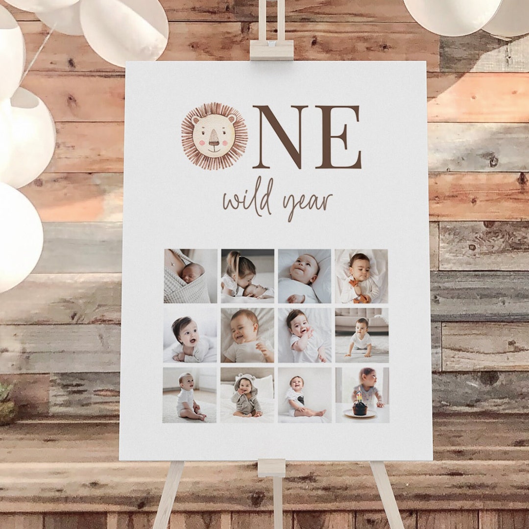CANVA Template, One Wild Year, Photo Collage Template, First Year ...