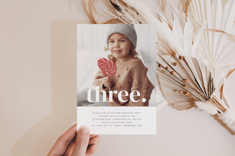 3rd Birthday Invitation Template, Three Invitation, Third Birthday ...