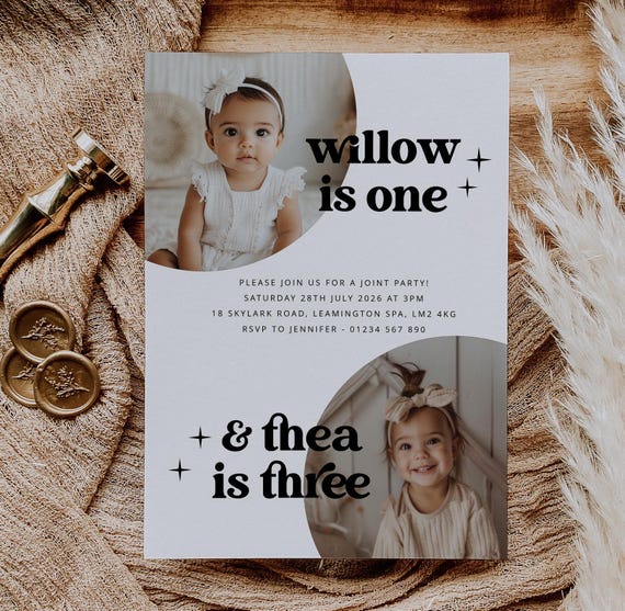 Joint Party Invitation Wording Canva Template Joint Birthday Invite