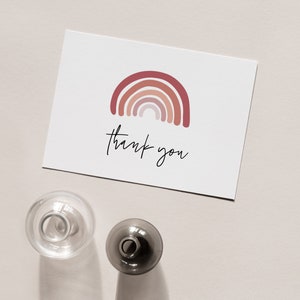 Editable Thank You Card | Blush Rainbow | Rainbow Thank You Card | Boho ...