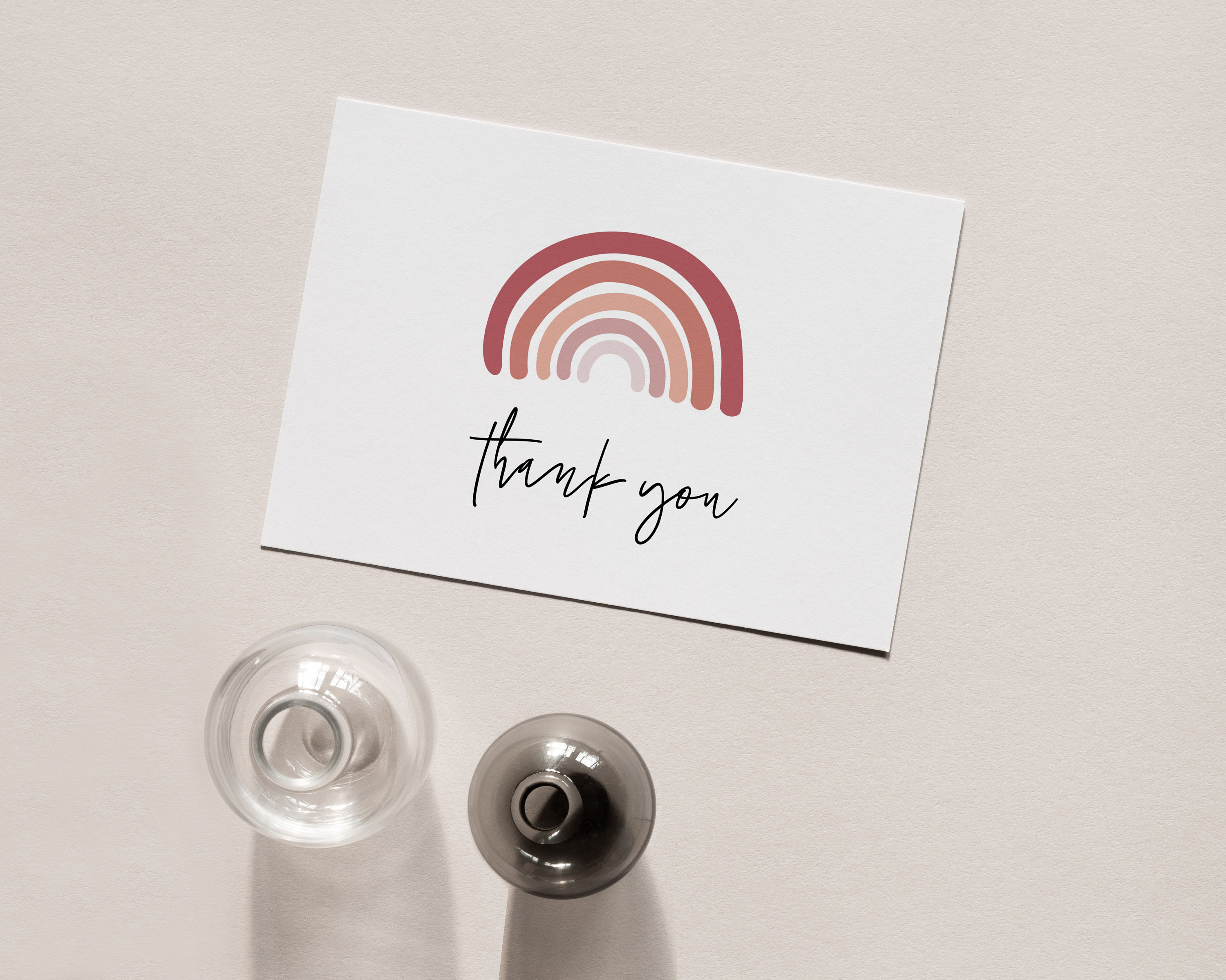 Editable Thank You Card Blush Rainbow Rainbow Thank You - Etsy