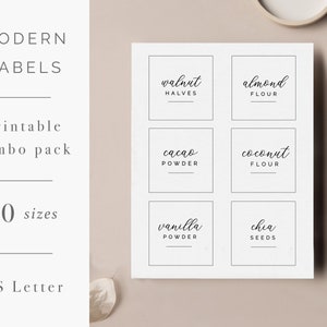 Editable Label Combo Pack 10 Label Sizes US Letter Modern Calligraphy ...