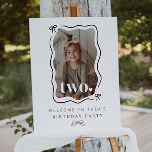 2nd Birthday Bow, Welcome Sign Template, Two Welcome Poster, Photo ...