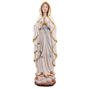 Our Lady of Lourdes Wooden Statue, Life Size Saint Sacred Religious ...