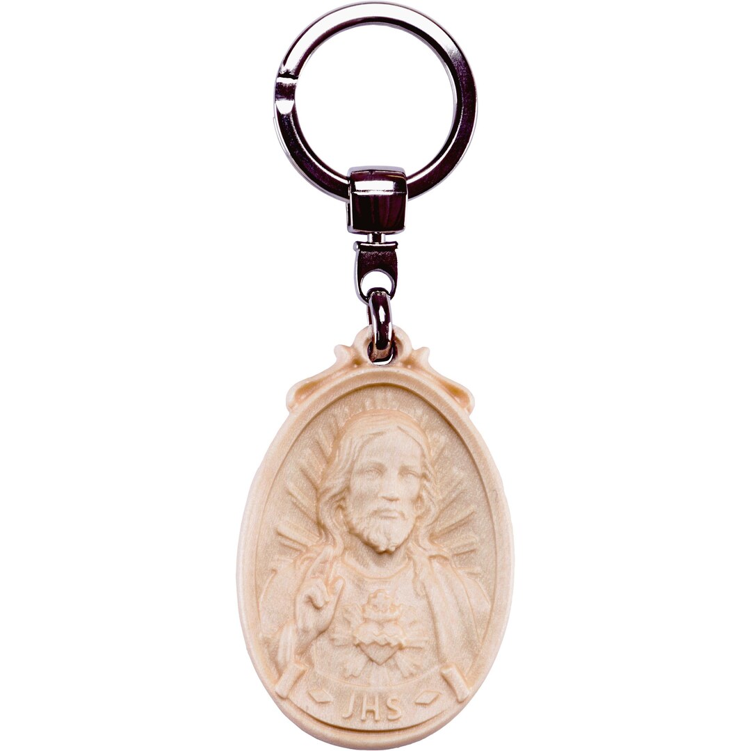 Wooden Keyring of Sacred Heart of Jesus Wooden Keyrings Keyrings Unique ...