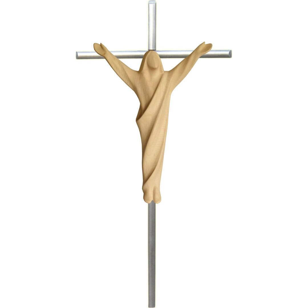 Risen Christ on Stainless Steel Cross - Wooden Decor, Wooden Cross ...