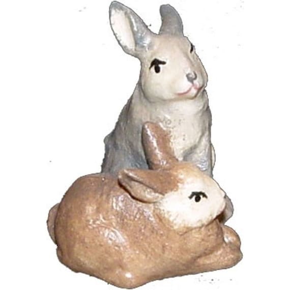 Pair of Rabbits tyrolean Nativity Figurines Religious Gifts - Etsy