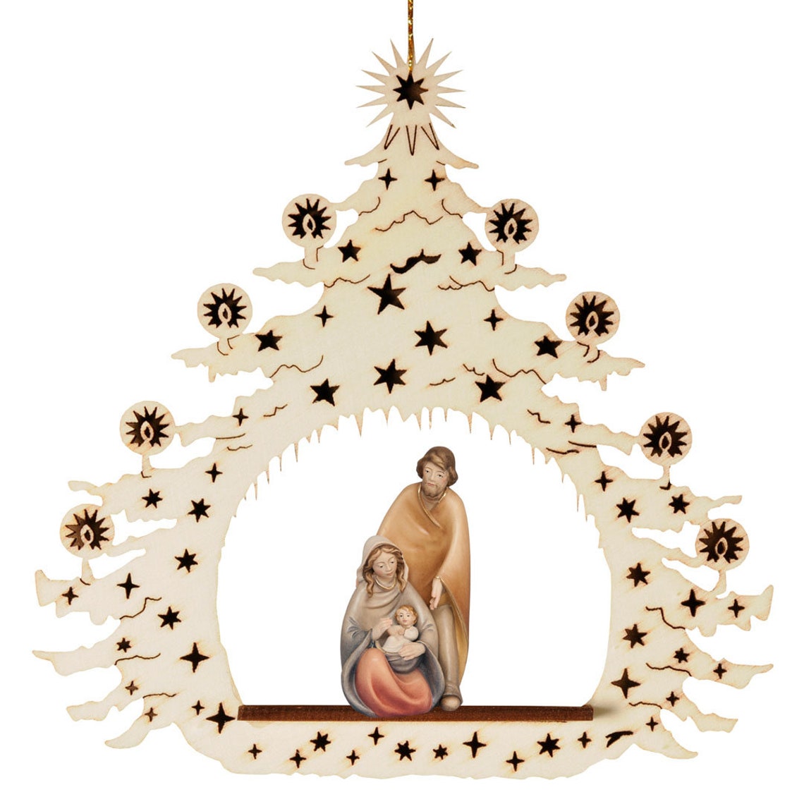 Hand-painted Holy Family Christmas Tree – Wooden Nativity Ornament - Etsy