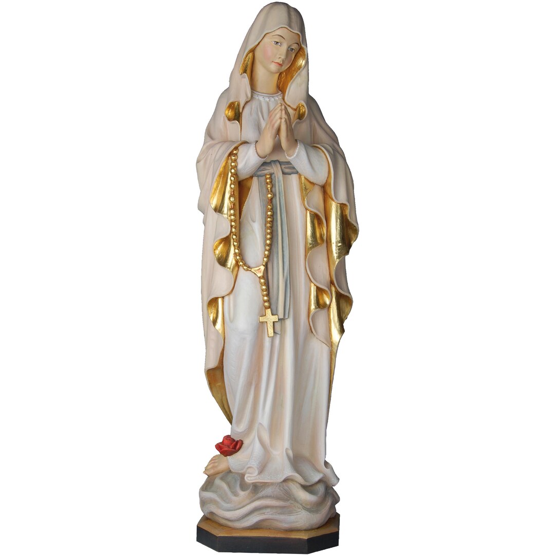 Praying Virgin Mary With Rosary Wooden Statue Virgin Mary of Peace ...