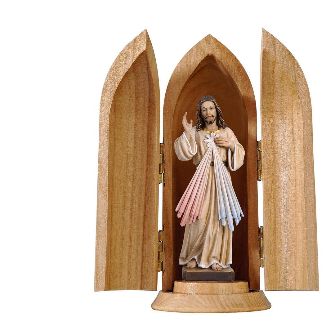 Divine Mercy in Niche Wooden Statue, Life Size Saint Sacred Religious ...