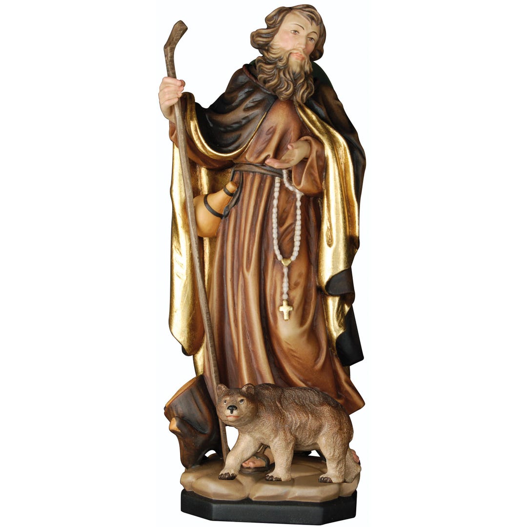 Saint Romedius With Bear Wooden Statue, Religious Statues, Catolic ...