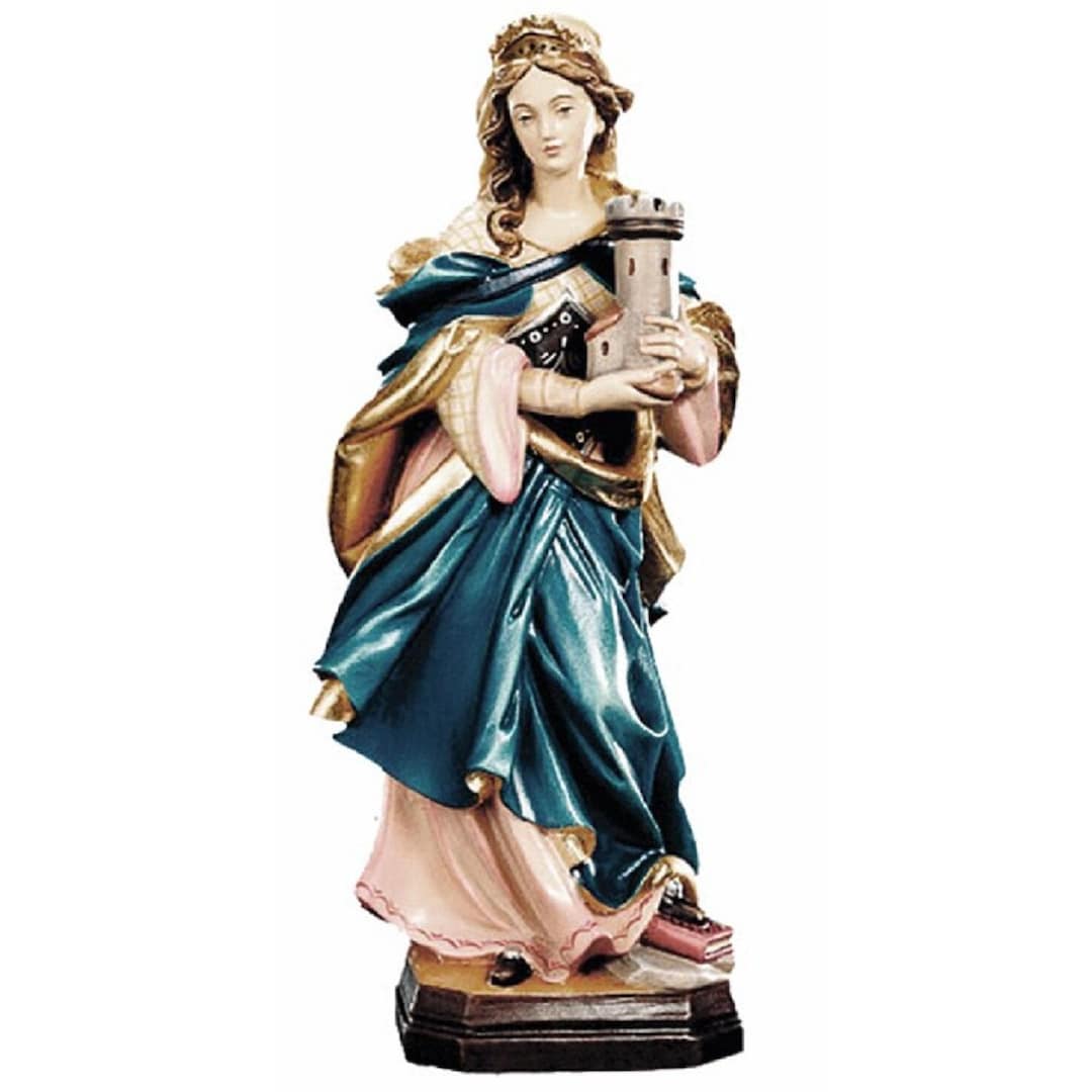 Saint Barbara Wooden Statue, Life Size Saint Sacred Religious Statues ...