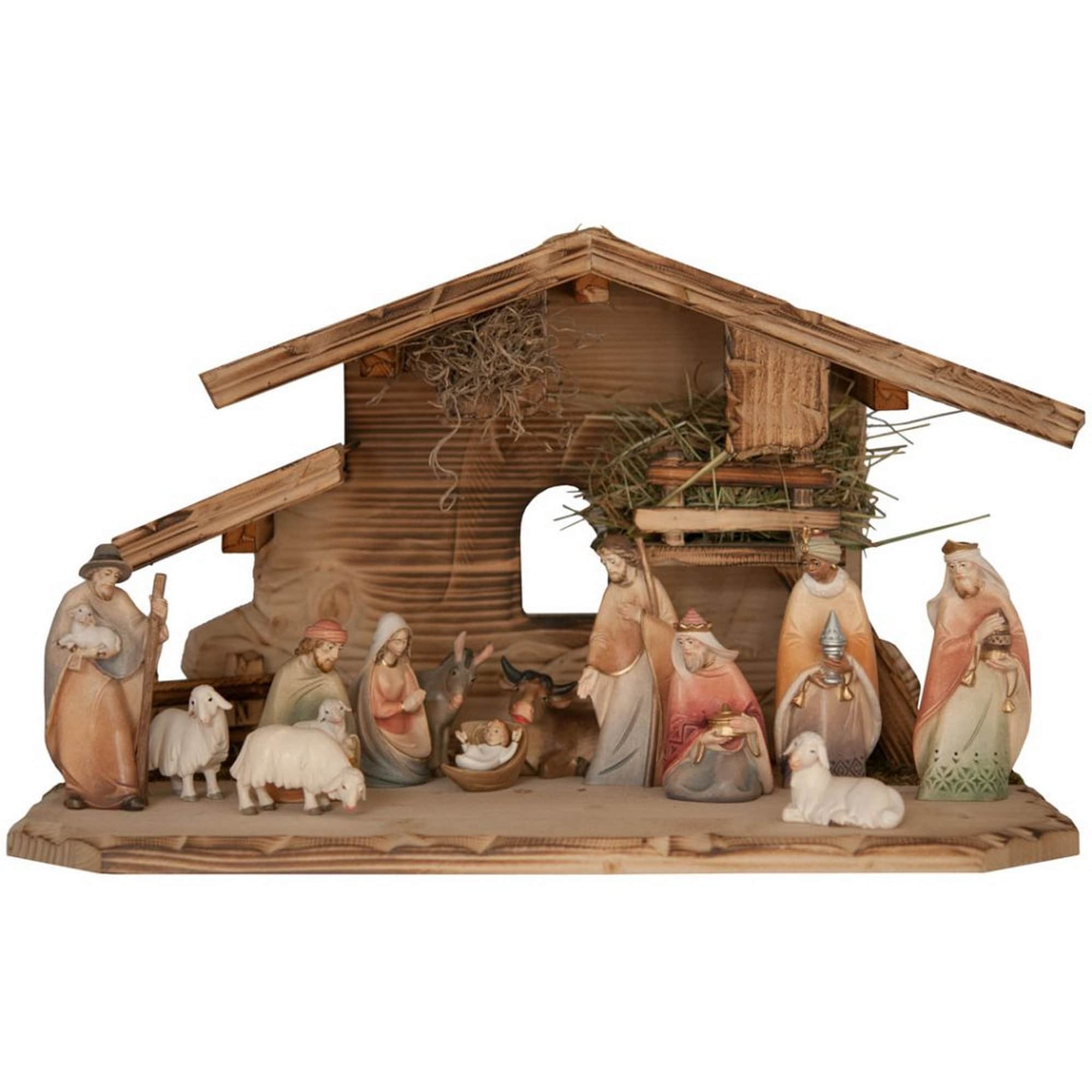 Hand Painted Nativity Set – Tyrolean Stable and 13 Figures - Etsy