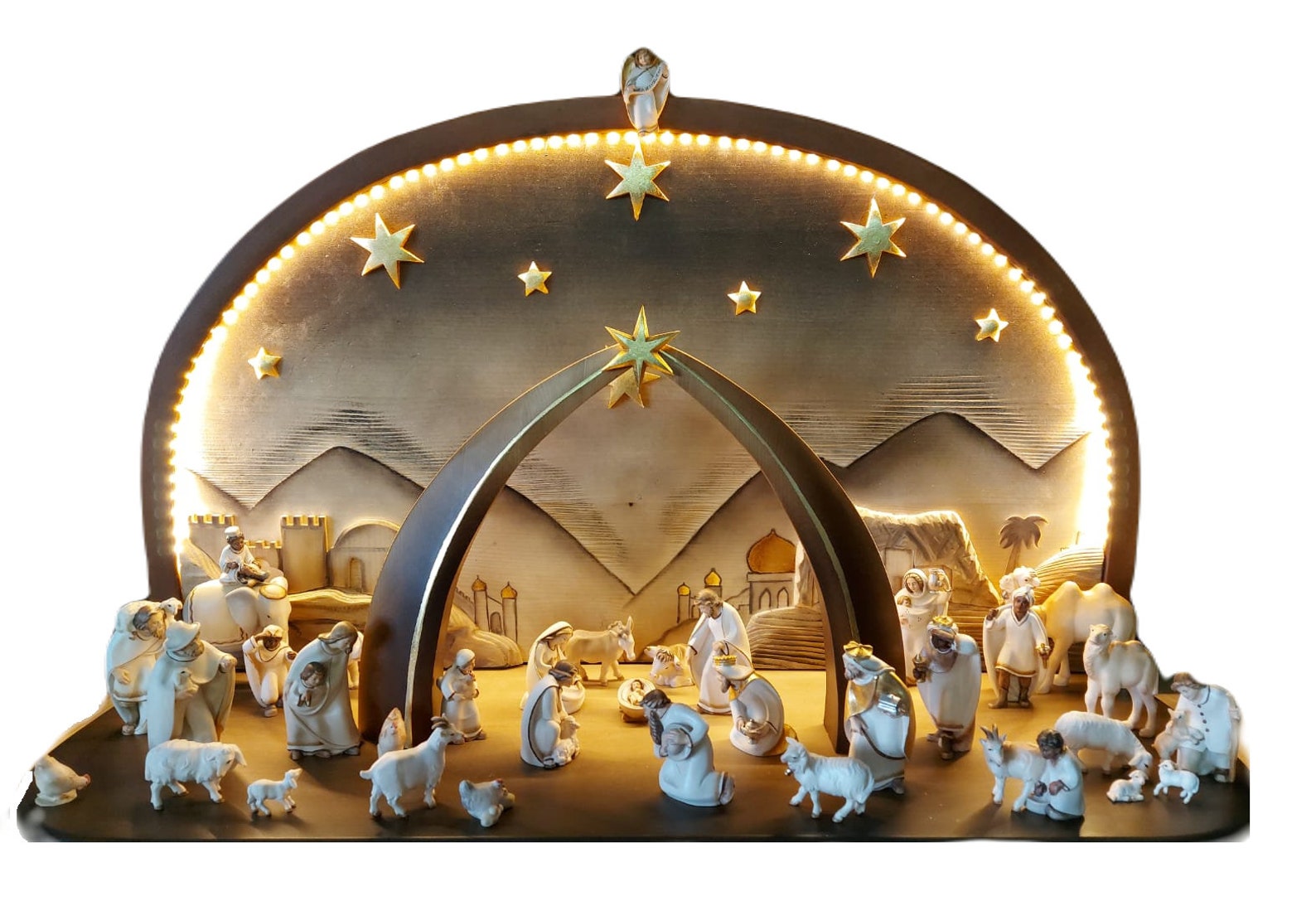 Hand-painted Double-sided Nativity Scene, Wooden Christmas Decoration ...