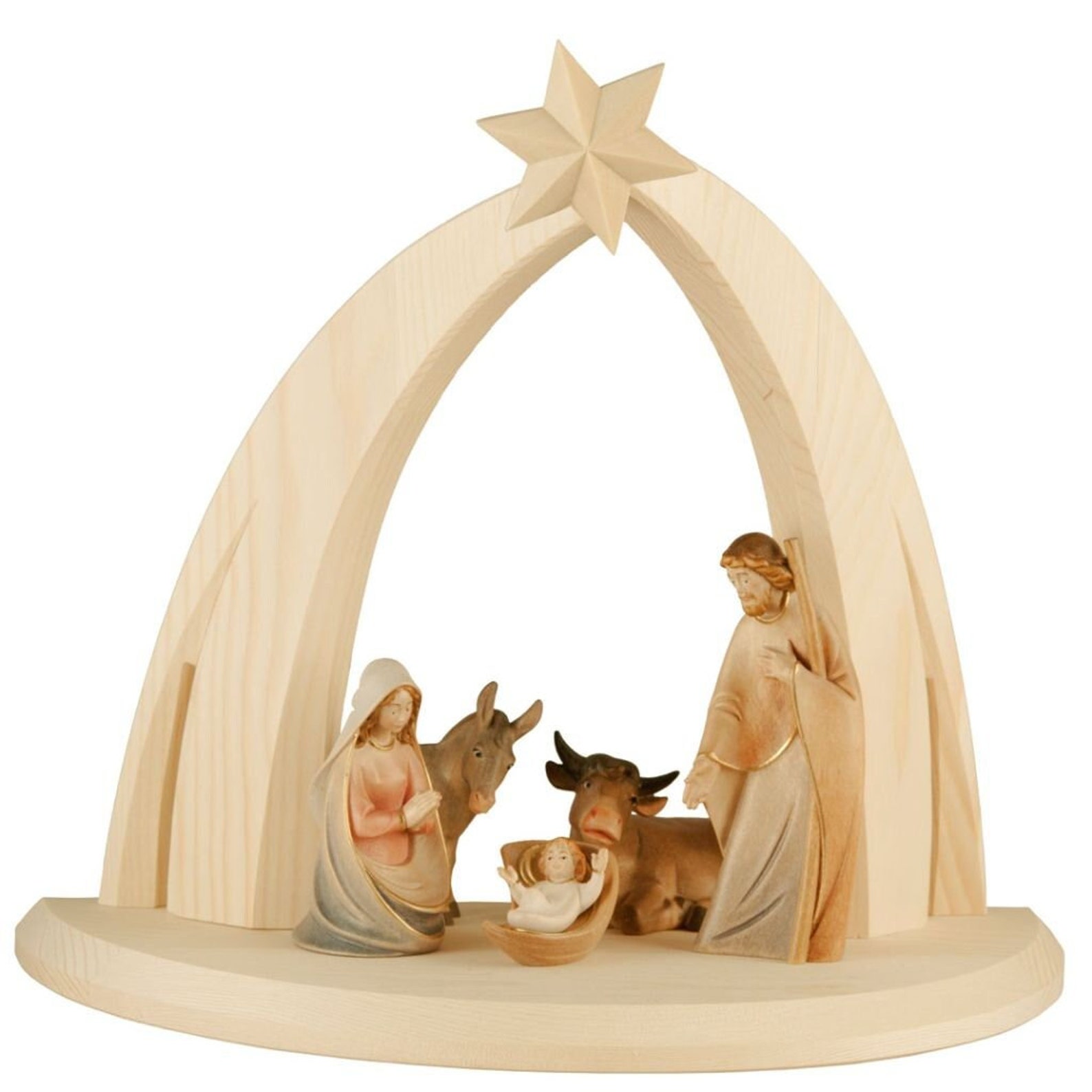 Maple Wood Nativity Set With Arch, Hand-painted Figurines - Etsy