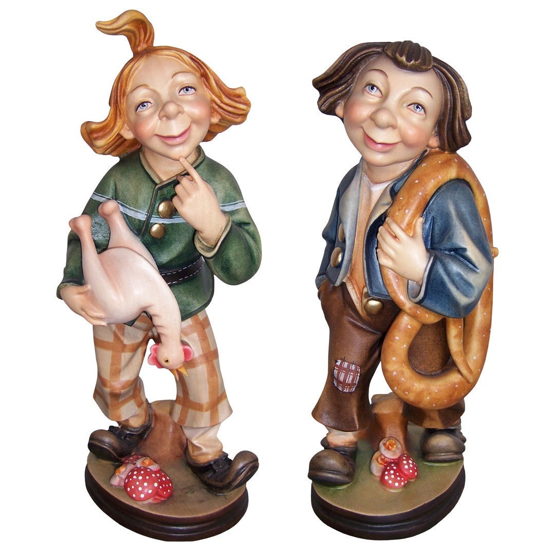 Max and Moritz Woodcarvings - Wooden Decor, Wooden Statue, Wooden Gifts ...