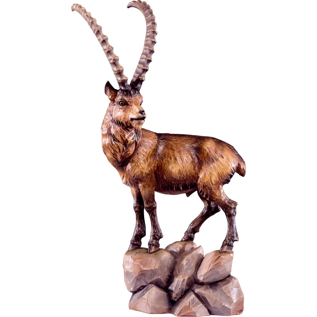 Hand Carved Lime Wood Ibex Statue, Rustic Home Decor - Etsy