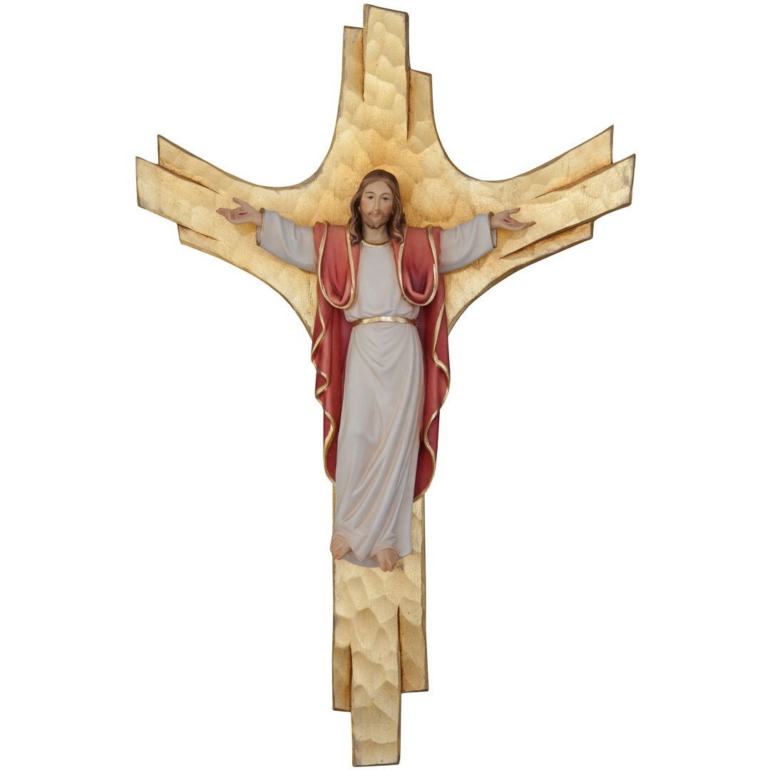 Risen Christ on Ray Cross - Religious Statue, Catholic Gifts, Wooden ...