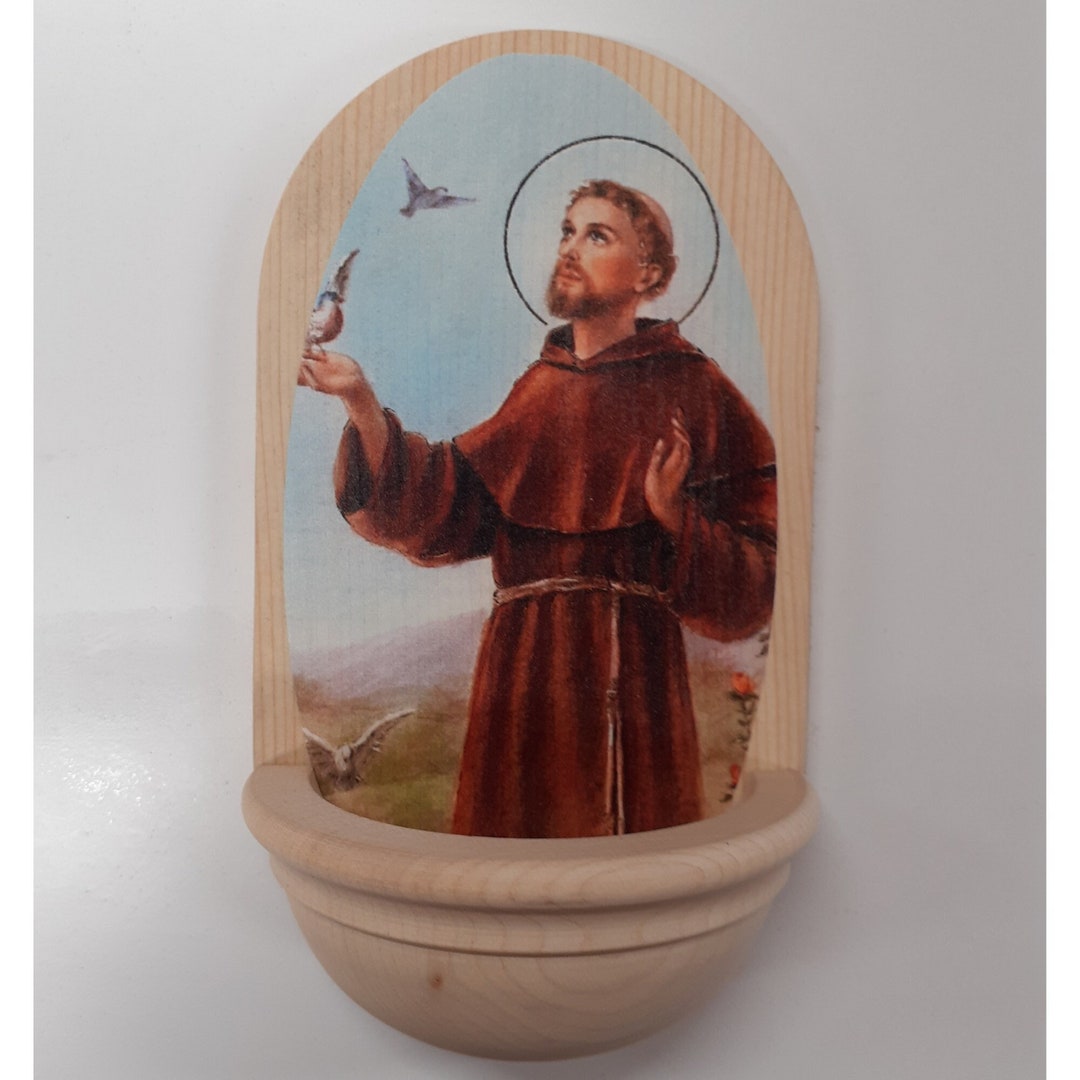 Wooden Holy Water Stoups With St. Francis Religious Gift - Etsy