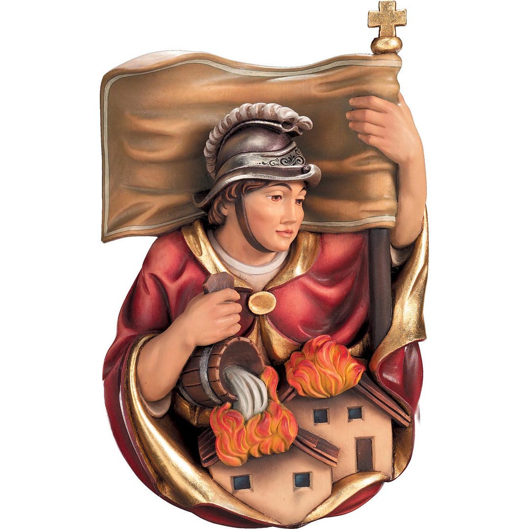 Saint Florian Wood Relief Statue, Hand Painted Religious Gift - Etsy