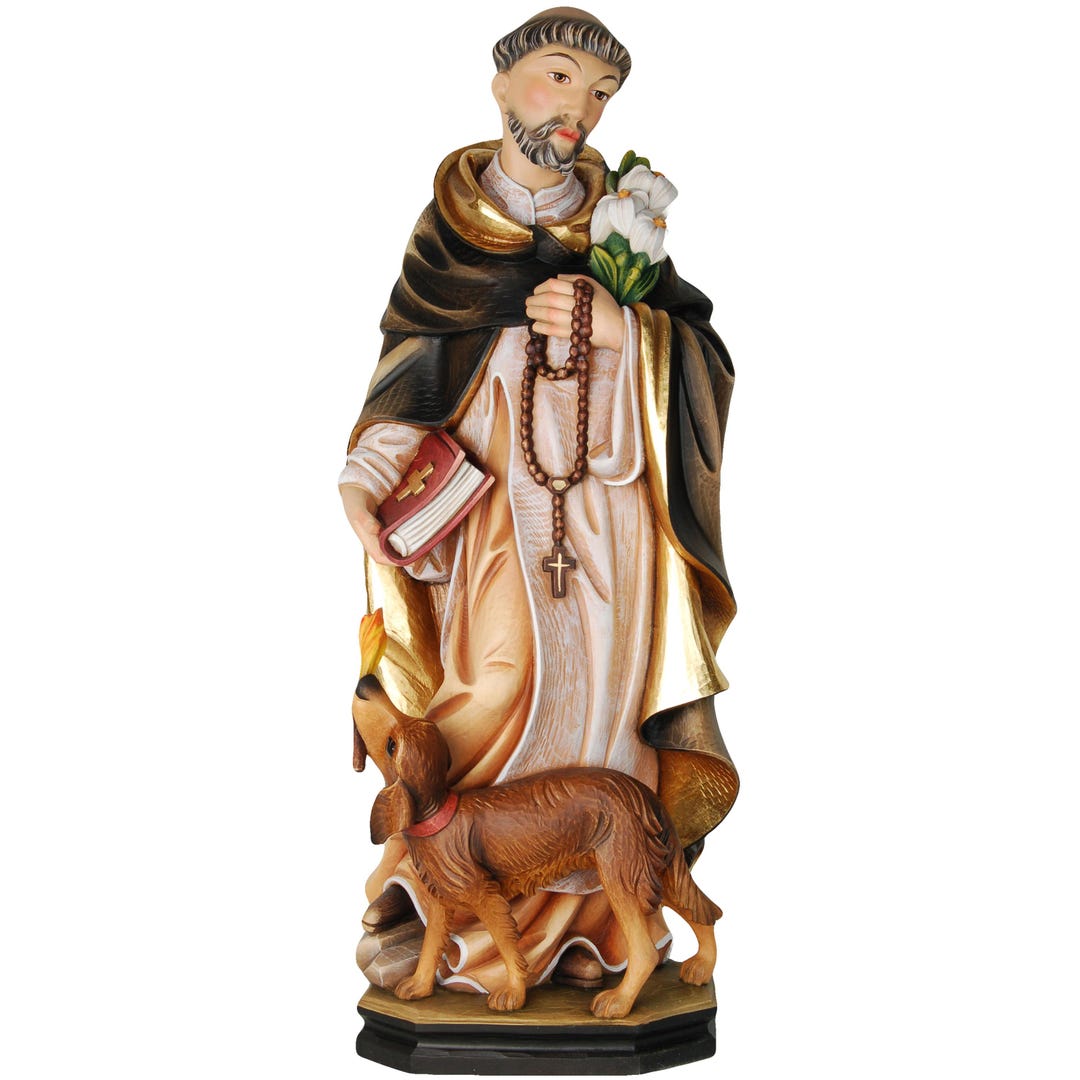 Hand-painted Saint Dominic Wooden Statue With Dog, Catholic Gift - Etsy