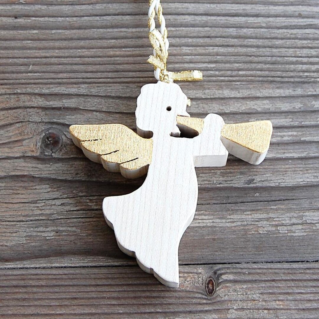 Maple Wood Angel Ornament – Gold Leaf Detail, Christmas Decor - Etsy