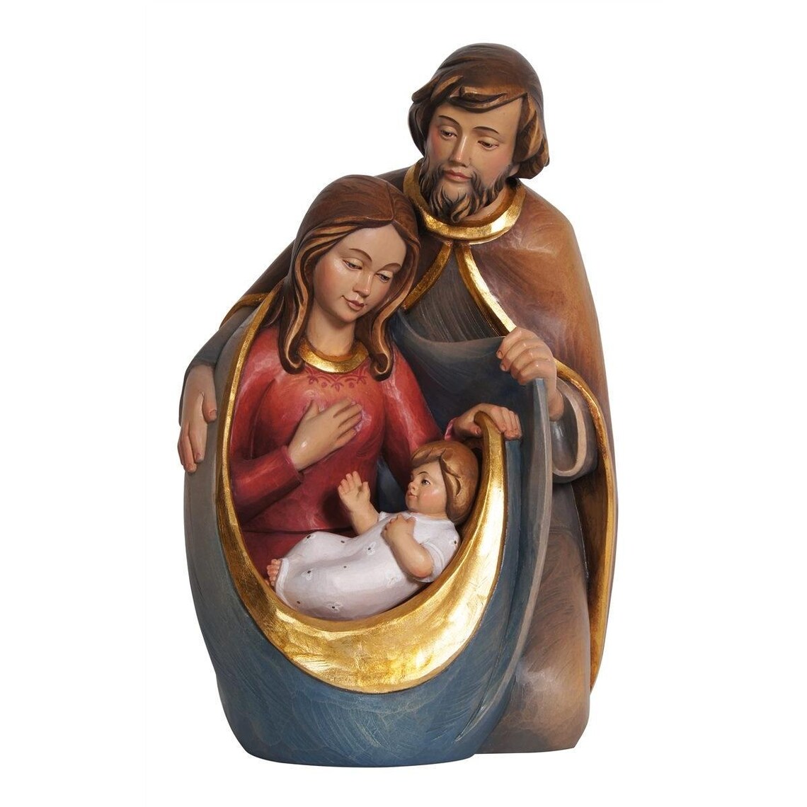 Wooden Holy Family Nativity, Hand-painted Mountain Maple, Crib of Peace ...