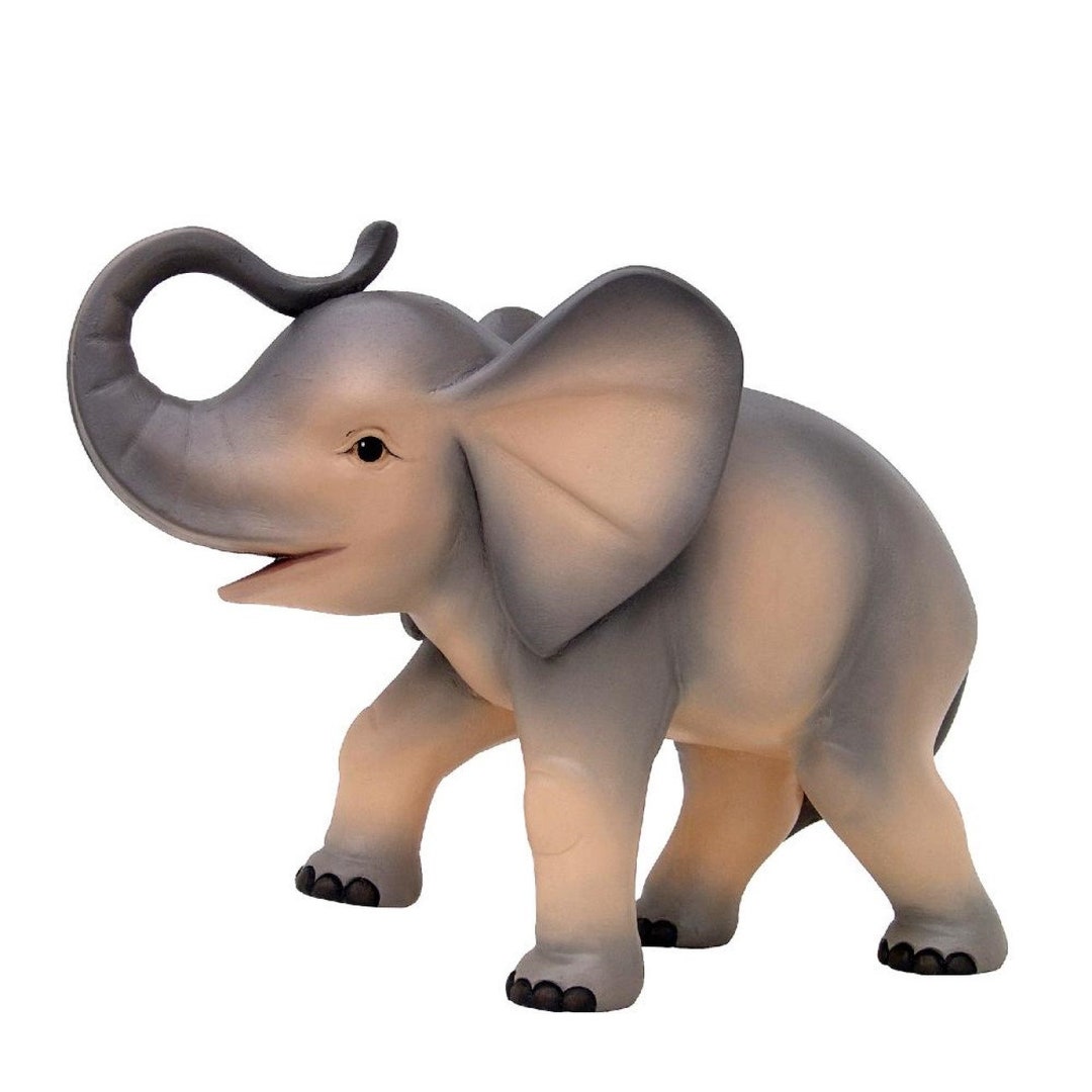 Hand-painted Maple Wood Baby Elephant – Nativity Scene Animal Figurine ...