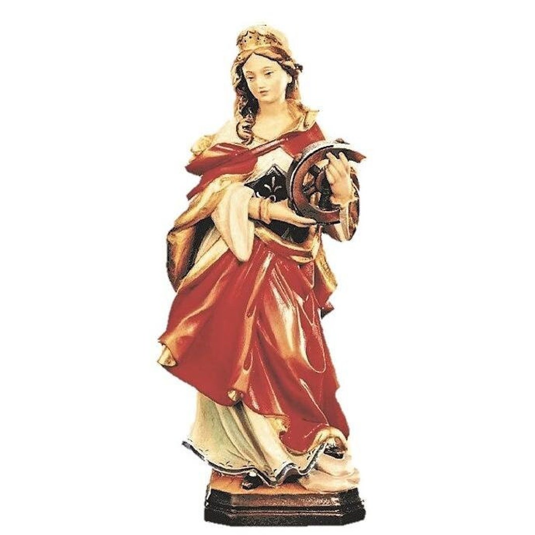 Saint Catherine Wooden Statue, Life Size Saint Sacred Religious Statues ...