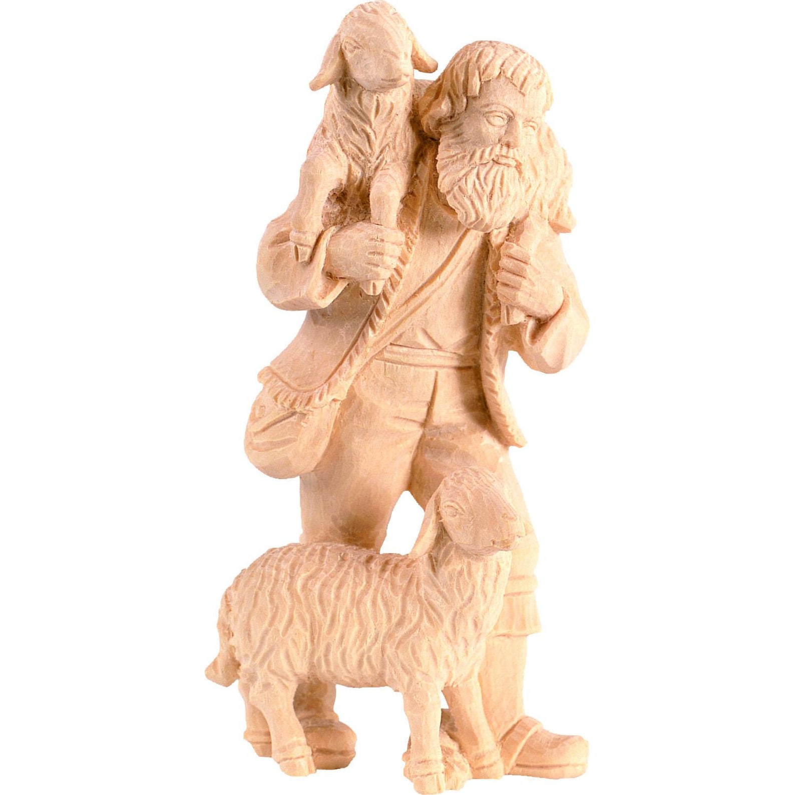 Hand-painted Wood Shepherd With Sheep – Nativity Scene Figurine (15cm ...