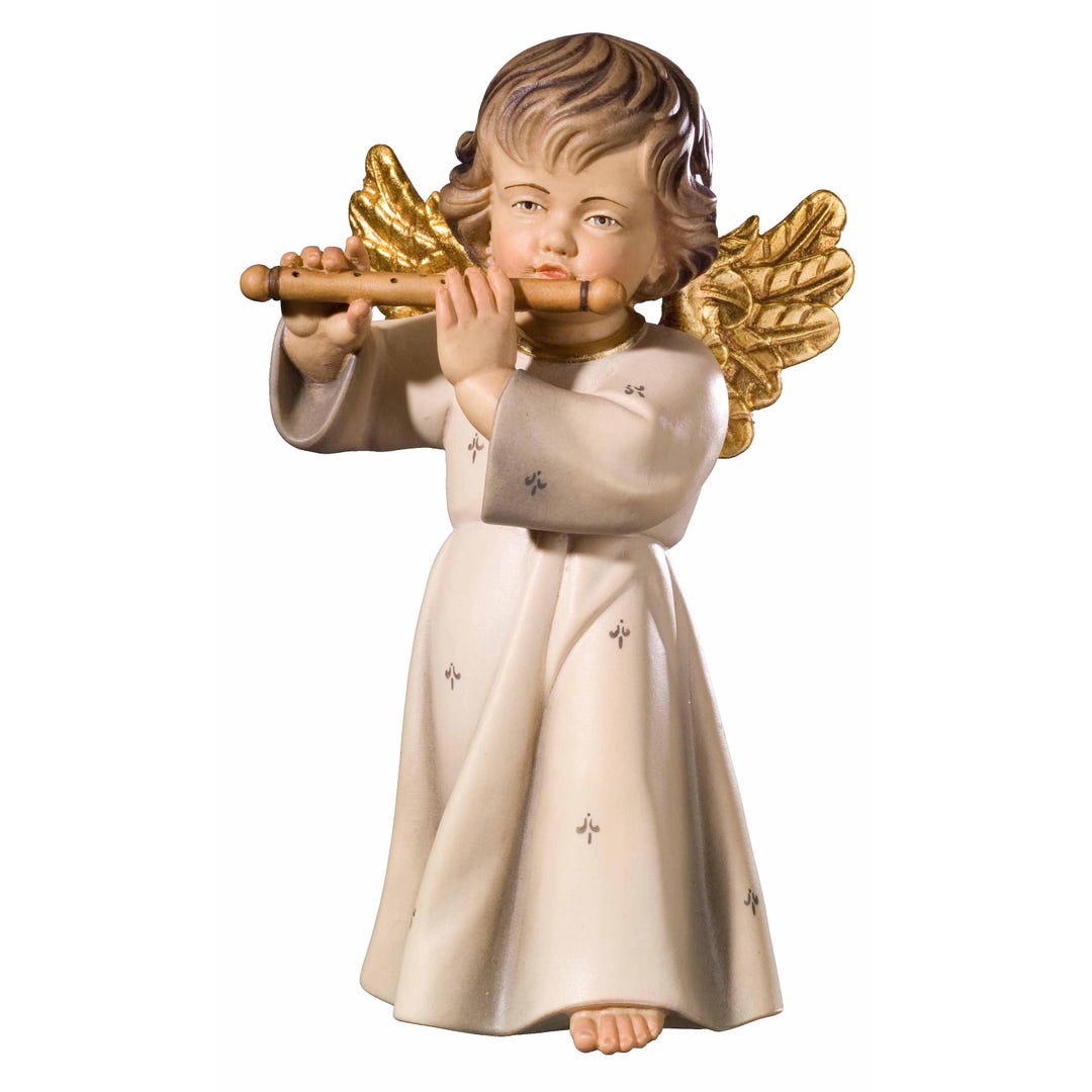 Hand Carved Maple Wood Benedict Angel, Flute, Religious Gift - Etsy
