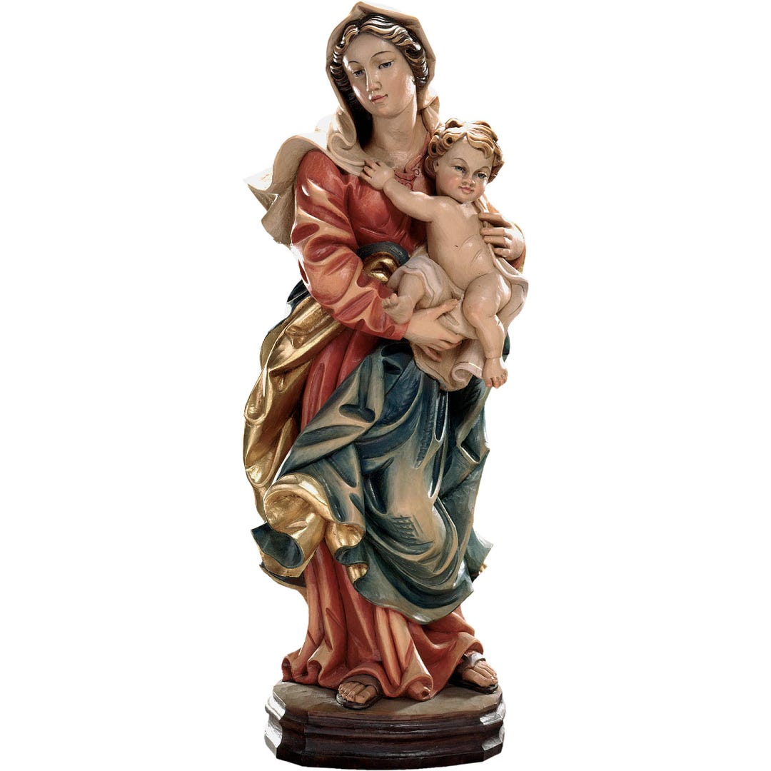 Virgin Mary Rokoko Wooden Statue Virgin Mary of Peace Wooden Statue ...
