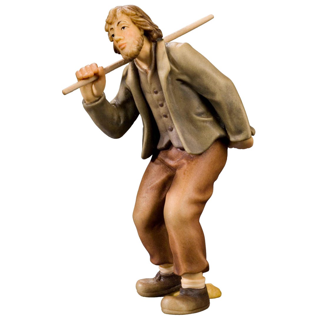 Pilgrim With Stick - Peasant Wooden Nativity Scene, Religious Catholic ...