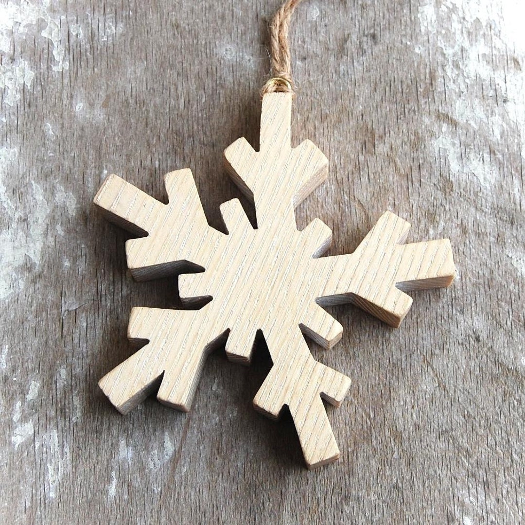 Ash Wood Snowflake Ornament, Winter Decoration, Beaded Accent - Etsy
