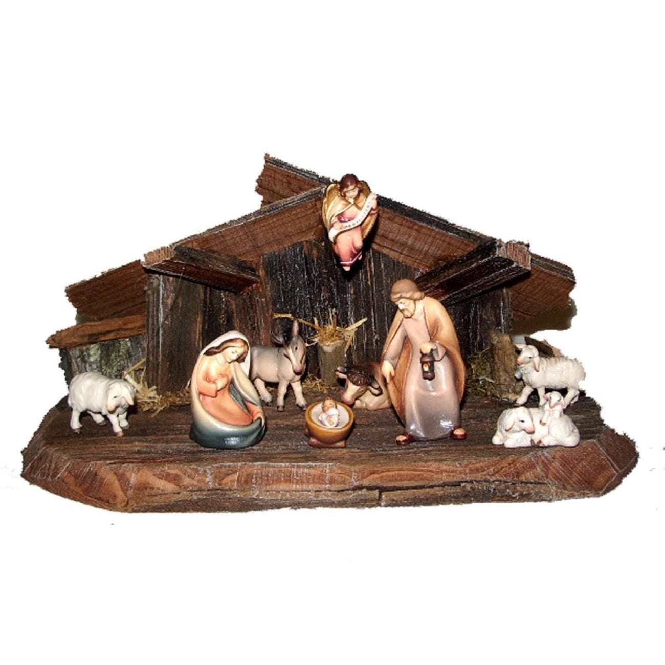 Wooden Christmas Nativity Scene Set Stable With Figurines and Animals ...