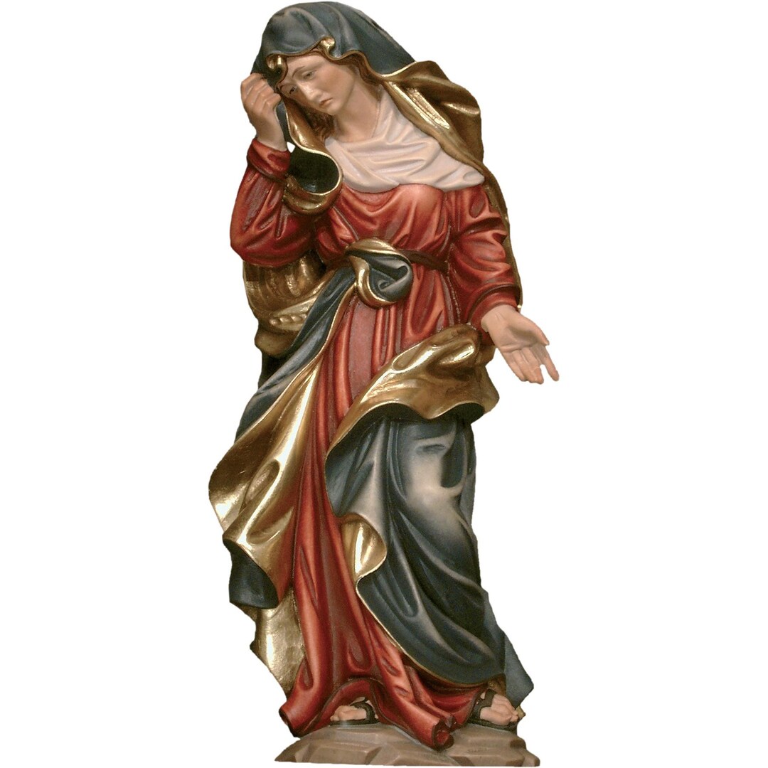 Virgin Mary Statue, Grieving Mother, Hand-painted Wood Carving - Etsy